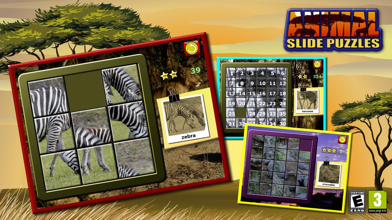 Kids Animal Slide Puzzle 15 - mystic squares shape rearranging mosaic ...