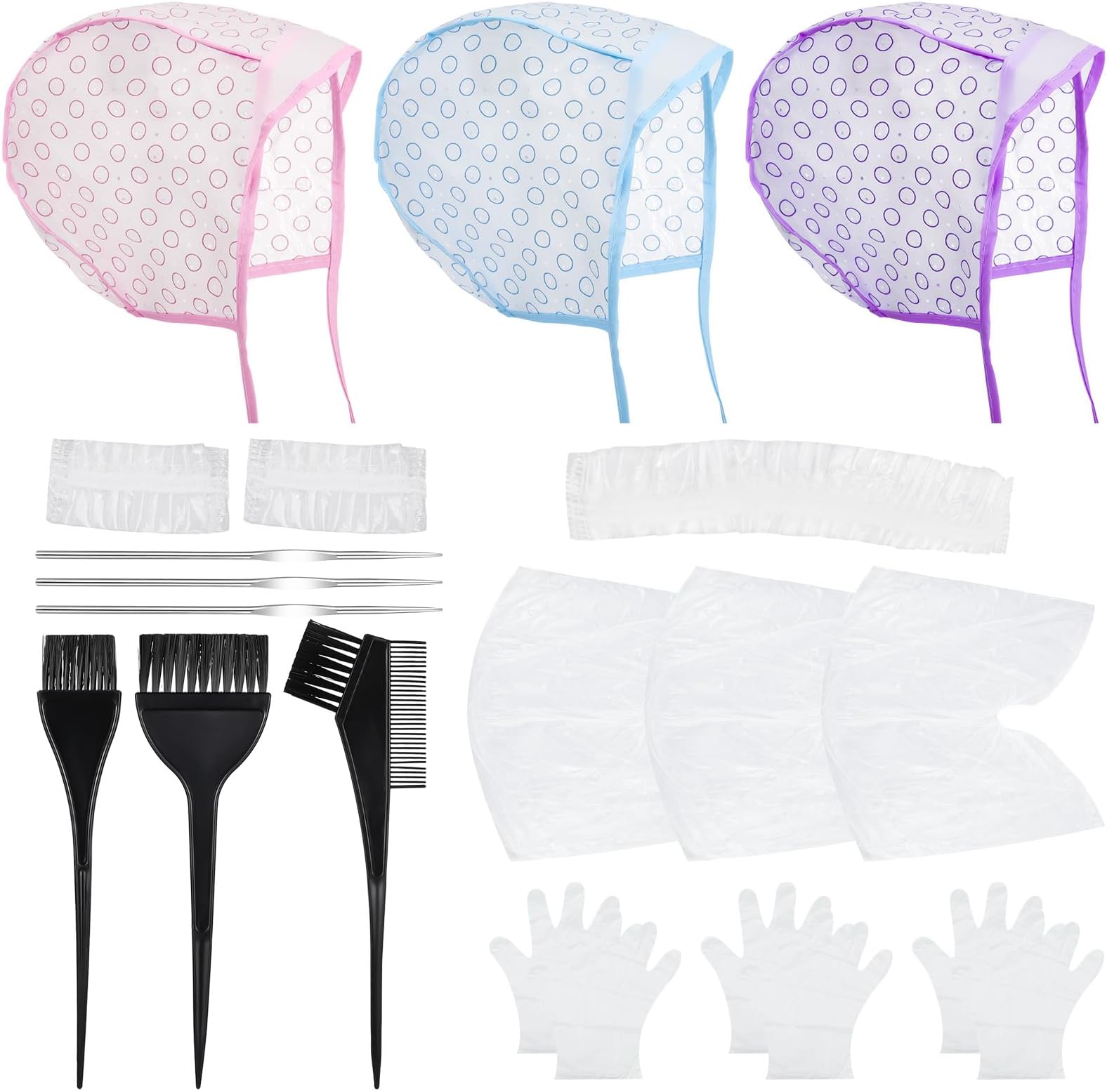 Amazon.com : 3 Sets Hair Coloring Kit, Includes 3 Pcs of PVC Hair ...