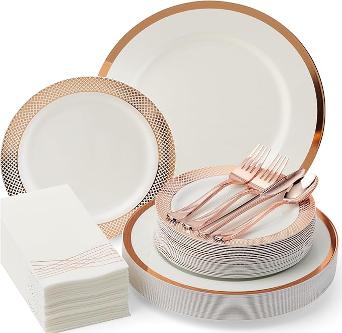 Amazon.com: By Madee HEAVYWEIGHT 175 Pcs Rose Gold Dinnerware Set| Rose ...