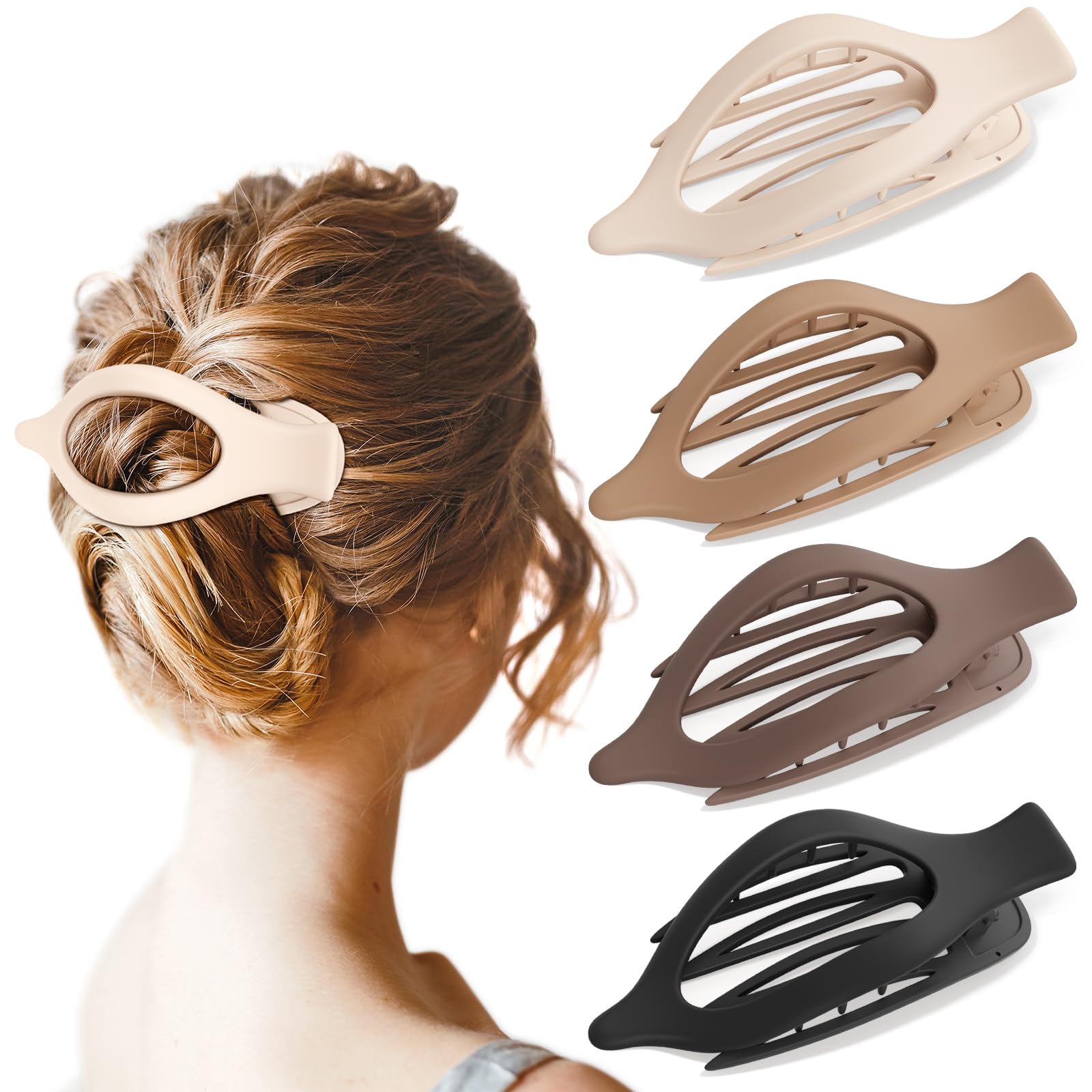 Amazon.com : Oeusnael 4 PCS Large Flat Hair Clips for Women Girls ...