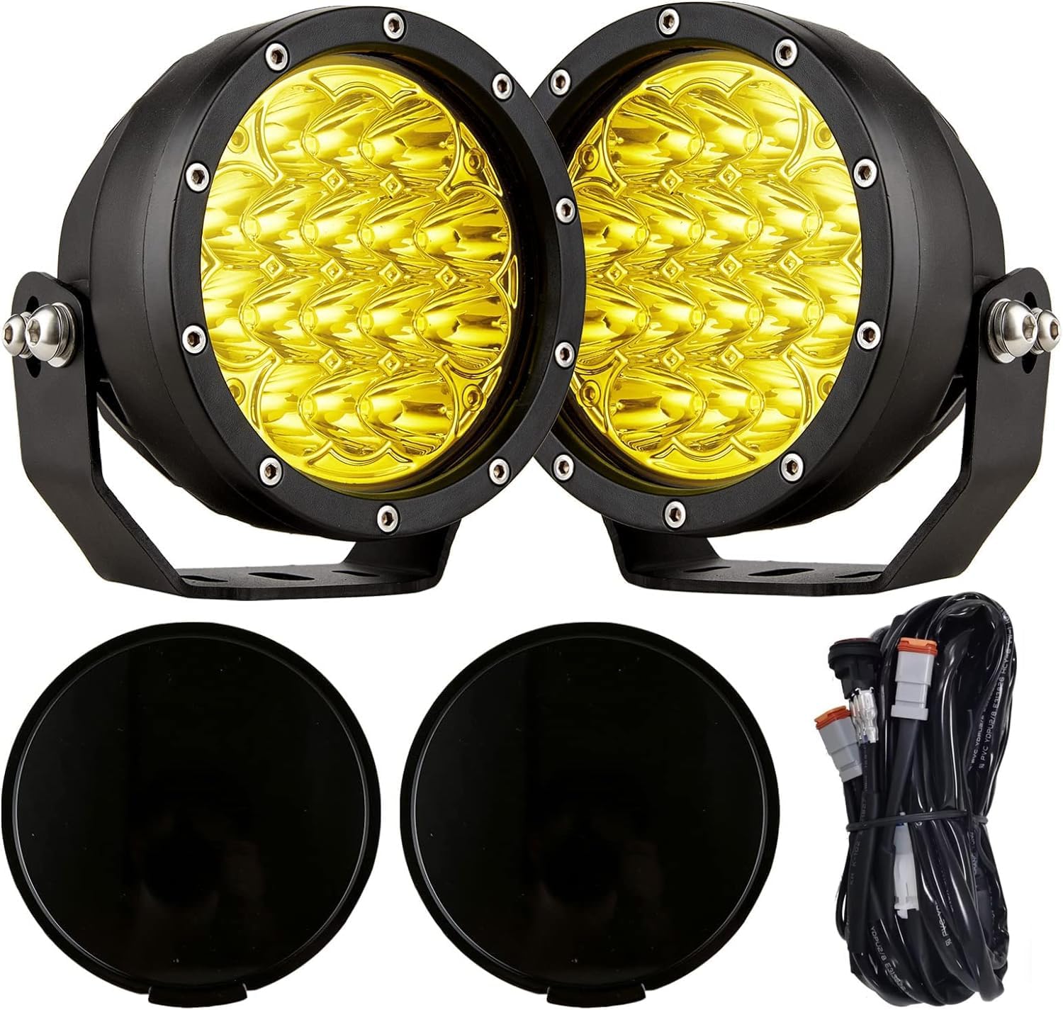 Vi9000 Led Pod Lights 5 Inch Round Led Offroad Lights Amber