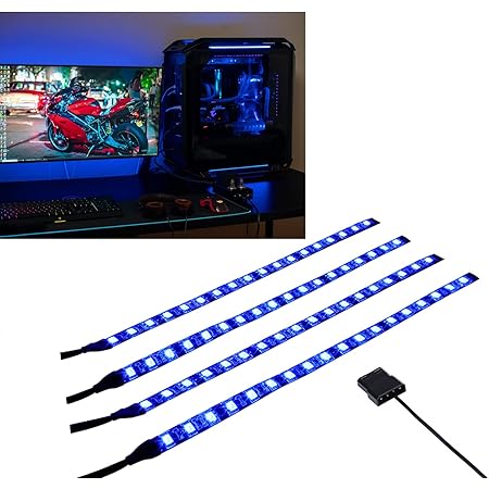 Amazon.com: DS Blue Computer Light LED Strip with Magnetic Design for ...