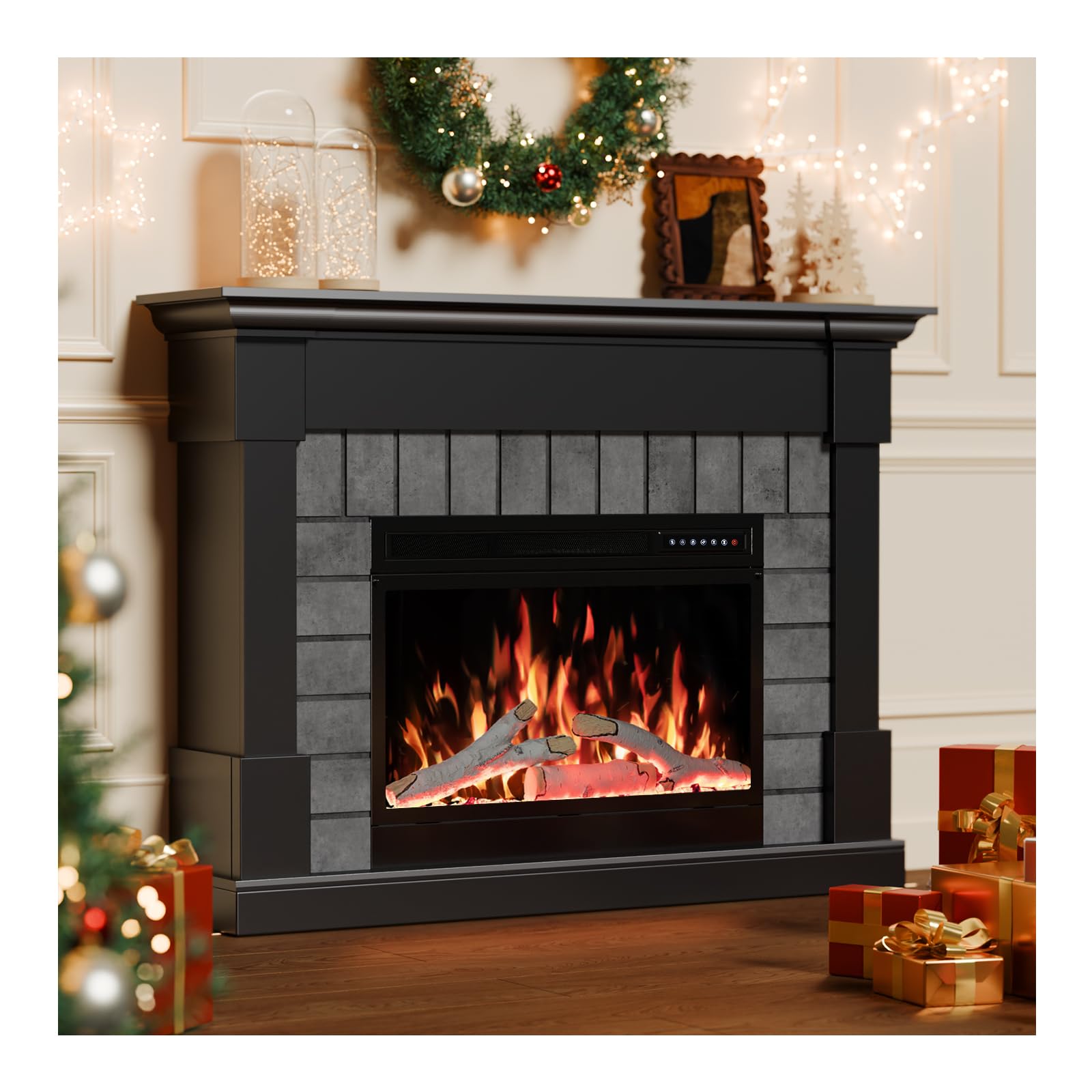 Snapklik.com : Electric Fireplace Mantel Package Wooden Surround ...