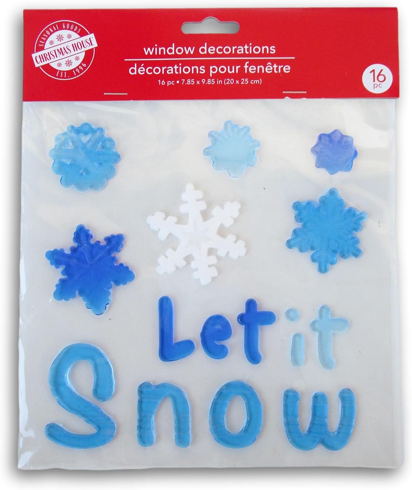 Amazon.com: Christmas Winter Gel Window Clings - Let it Snow Snowflakes ...