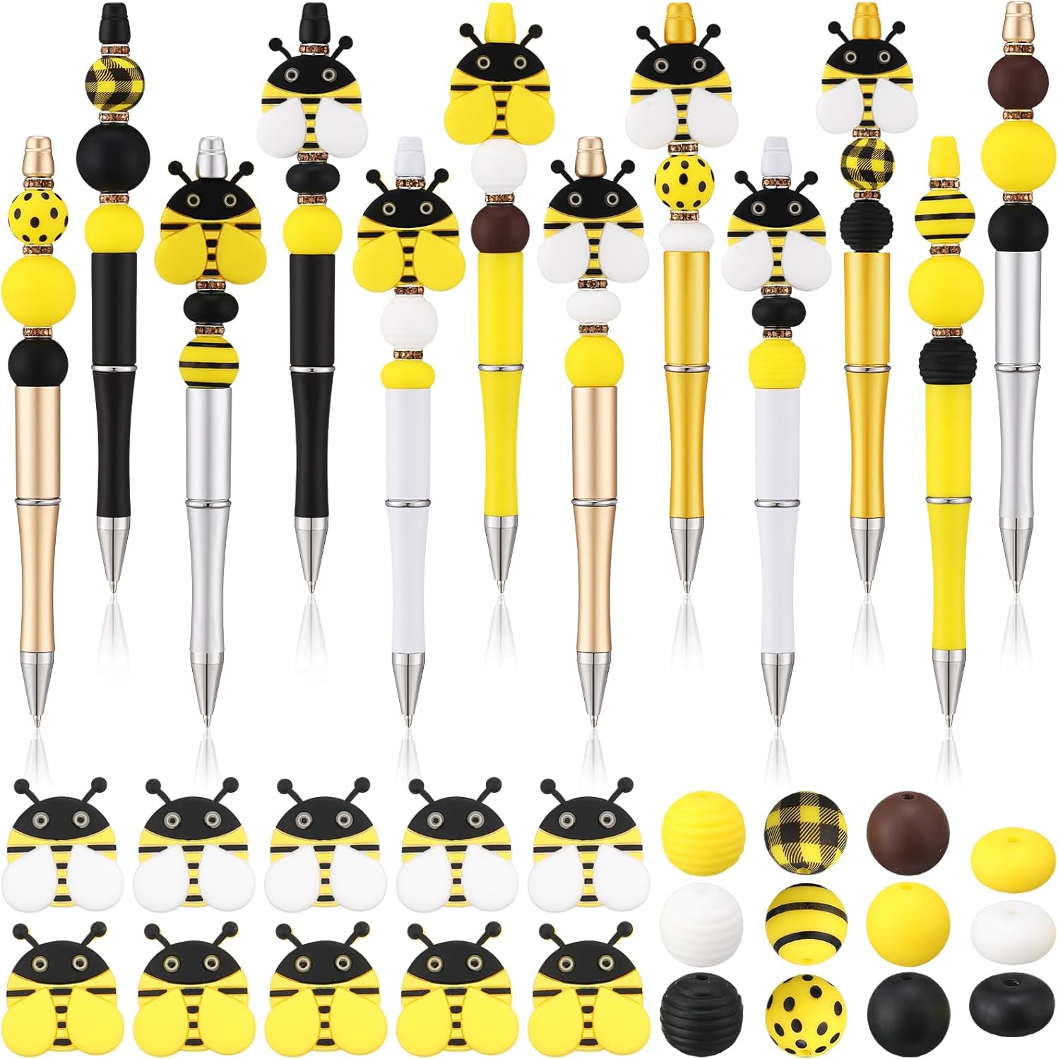 Amazon.com : Tigeen 12 Pcs Plastic Beadable Pens Bulk with Rich ...