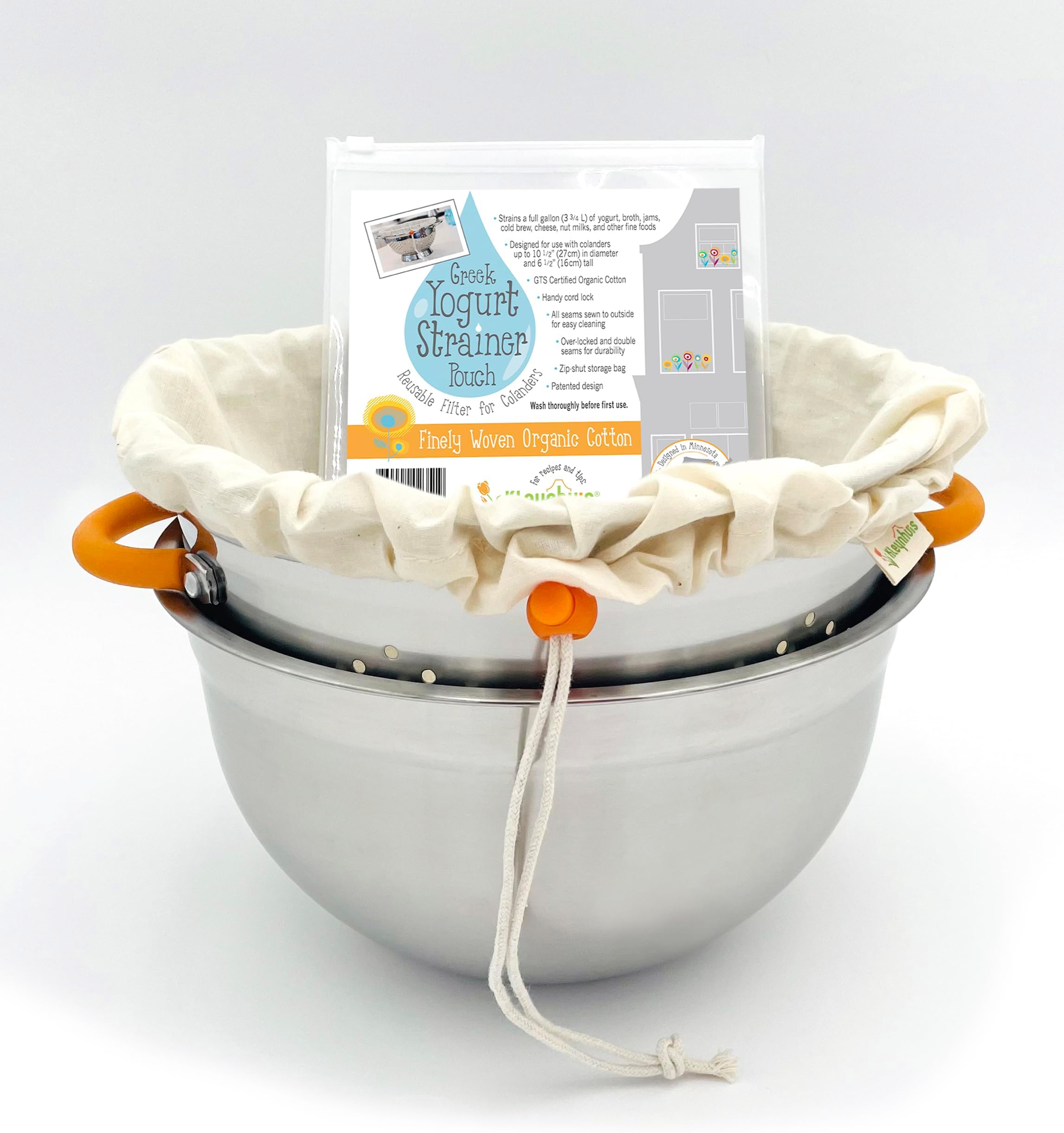 Amazon.com: Kleynhuis Greek Yogurt Strainer Set: Stainless Steel Colander & Bowl with Organic ...