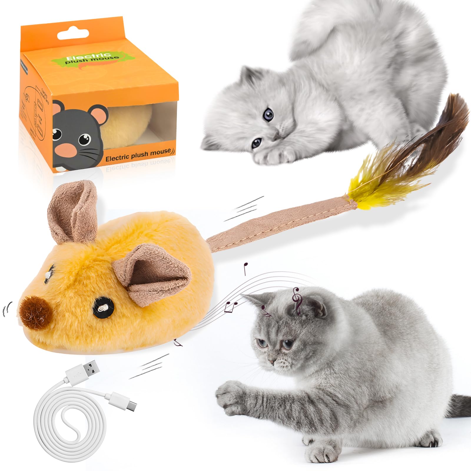 Cat Toys Interactive for Indoor Cats, Electric Automatic Moving Mouse ...