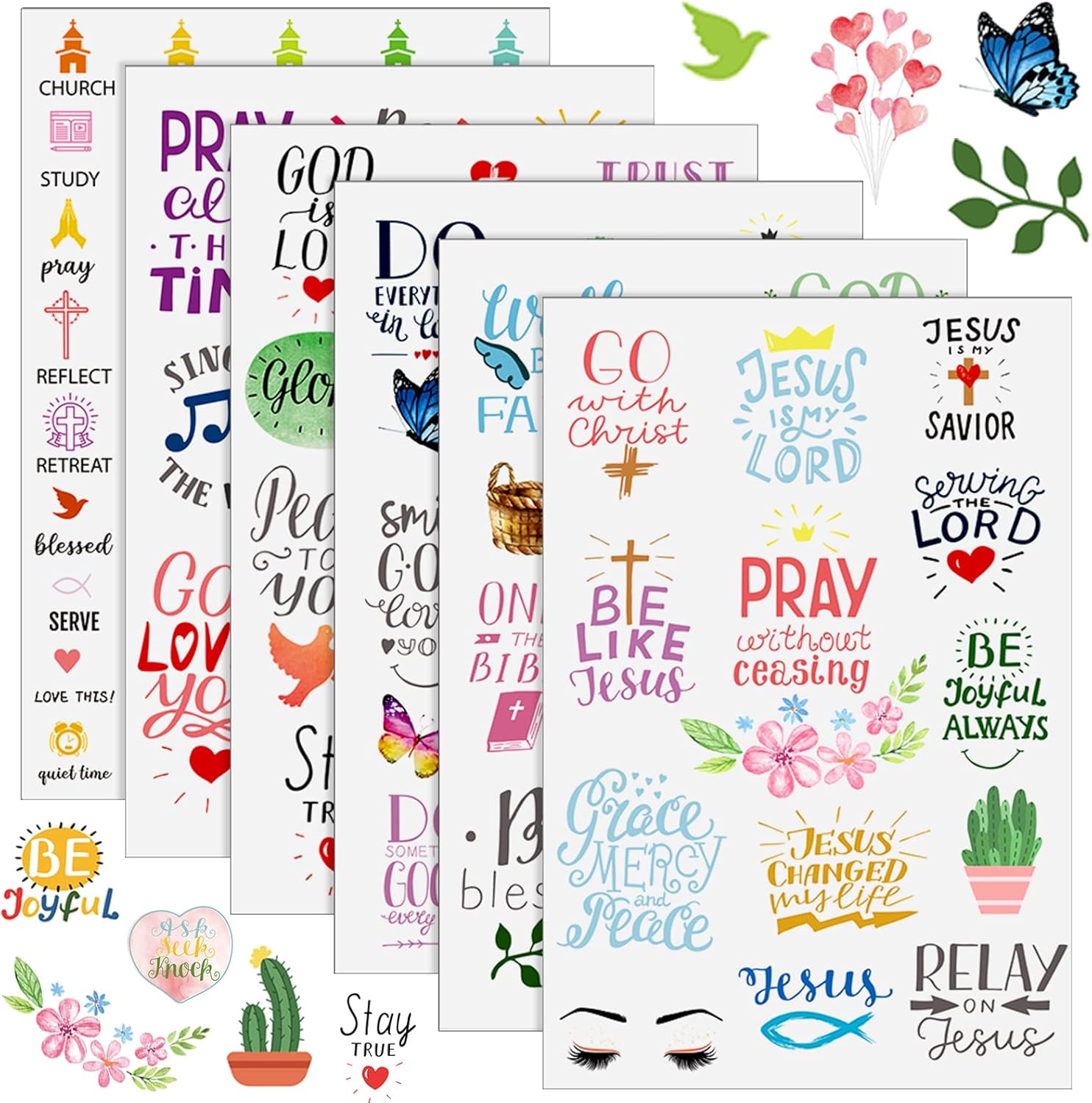 Laumoi 48 Sheet 1419 Pieces Christian Bible Stickers Motivation ...