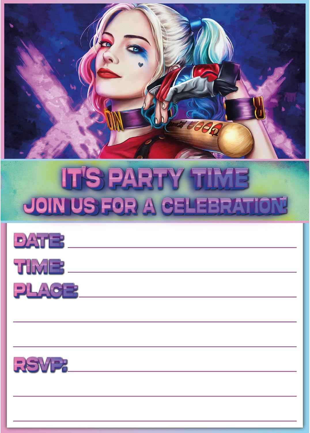 Amazon.com : Set of 20 Jester Hero-Themed Happy Birthday Invitation ...