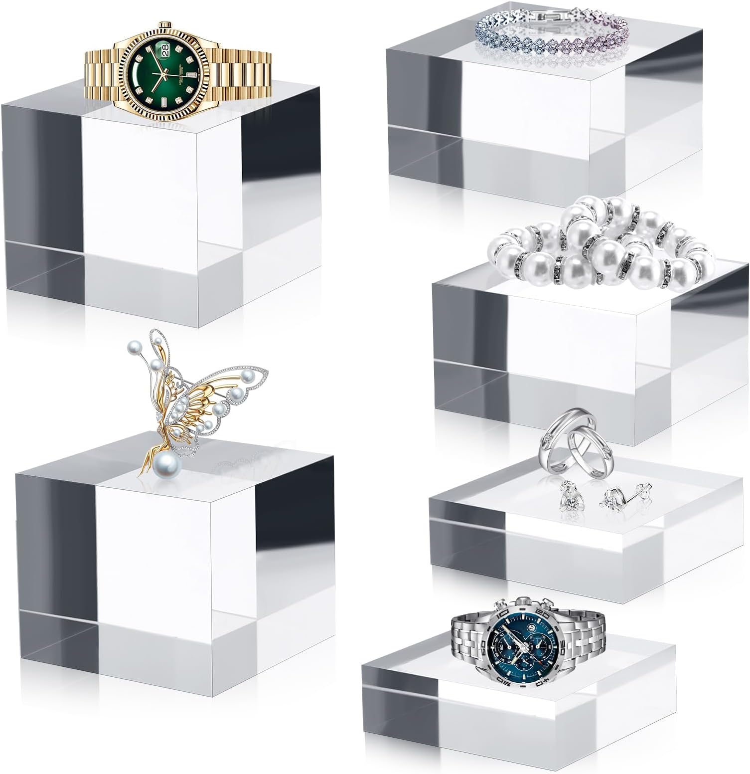 Amazon.com: DECORANY Acrylic Display Cubes 3 Pcs Acrylic Rectangle ...