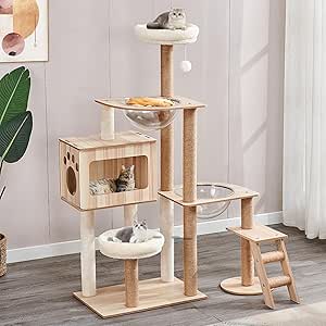 Amazon.com : Oceskyha Cat Tree, 56-Inch Tall Modern Cat Tower for Large ...