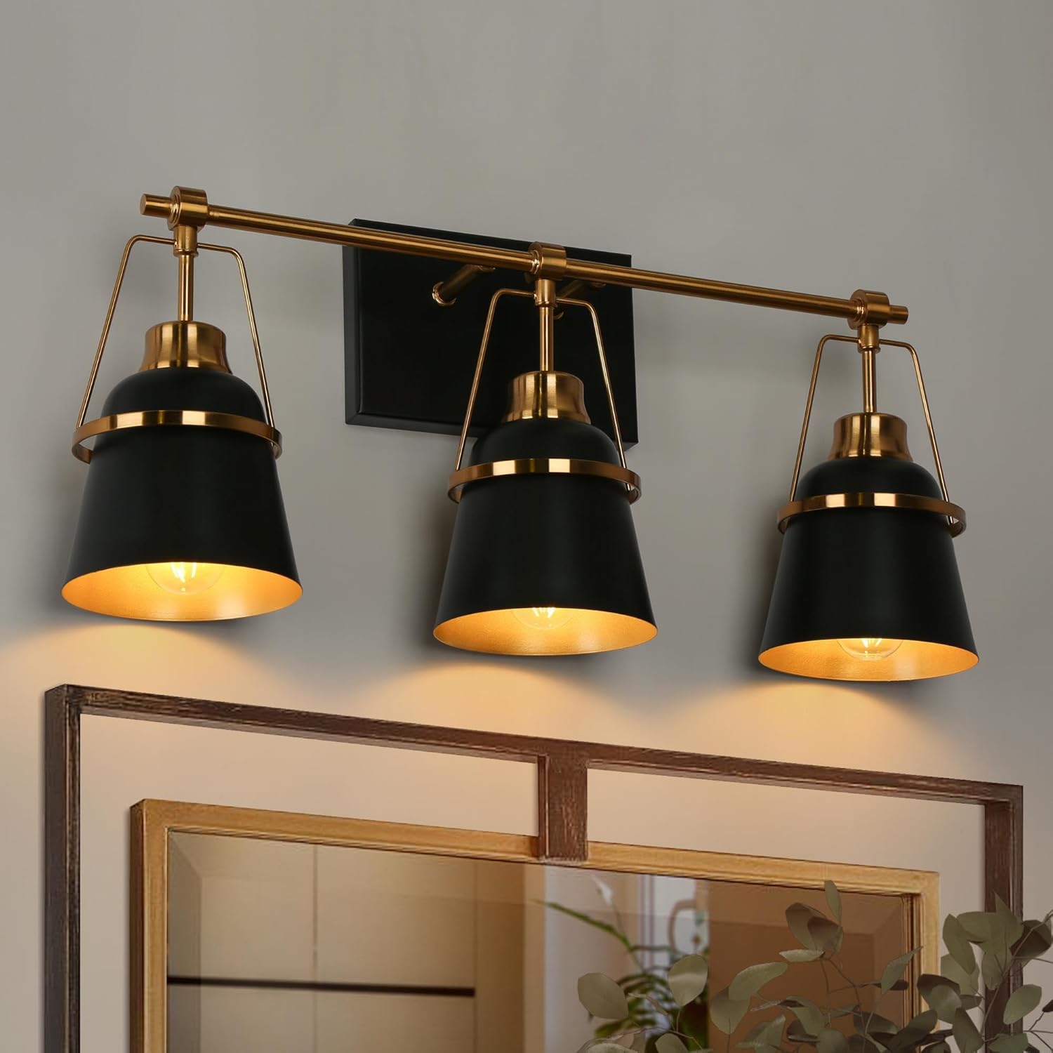 GEPOW Black Gold Bathroom Light Fixtures, Modern Farmhouse Vanity ...