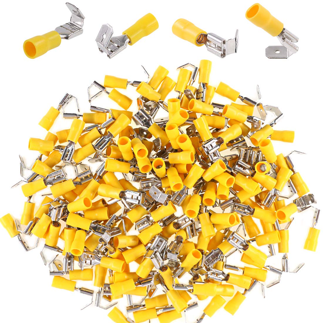 Glarks 100pcs 12-10 Gauge Semi Insulated Piggy Back Spade Electrical ...