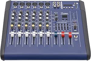 Amazon.com: 6 Channel Audio Mixer Professional Audio Mixer LED with USB ...