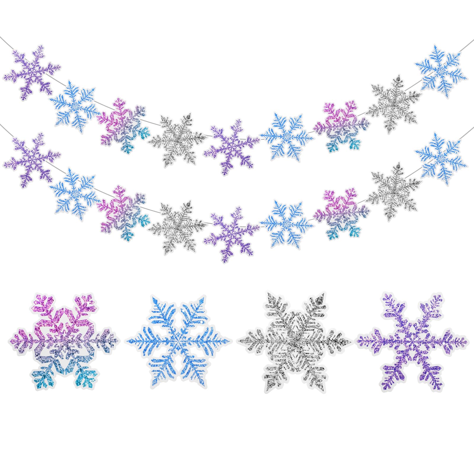 Amazon.com: TaoBary 2 Pack Snowflake Banner Garland Winter Birthday ...