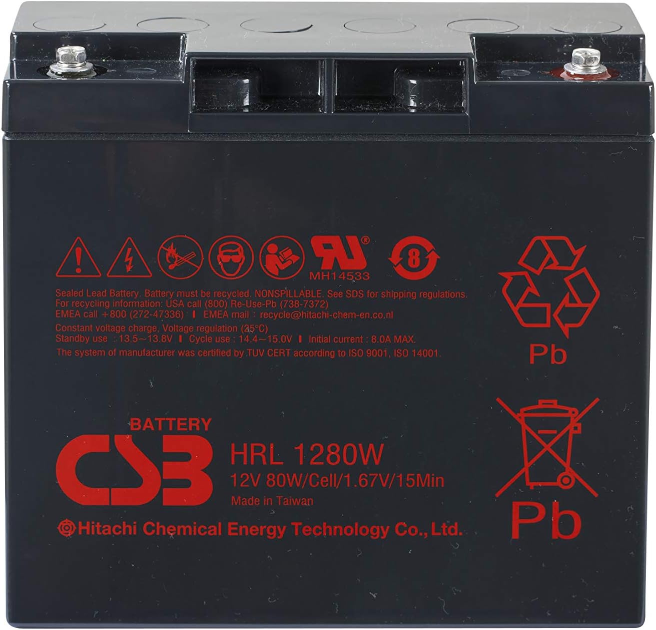 Amazon.com: CSB HRL1280W - 12Volt/20 Amp Hour Sealed Lead Acid Battery ...