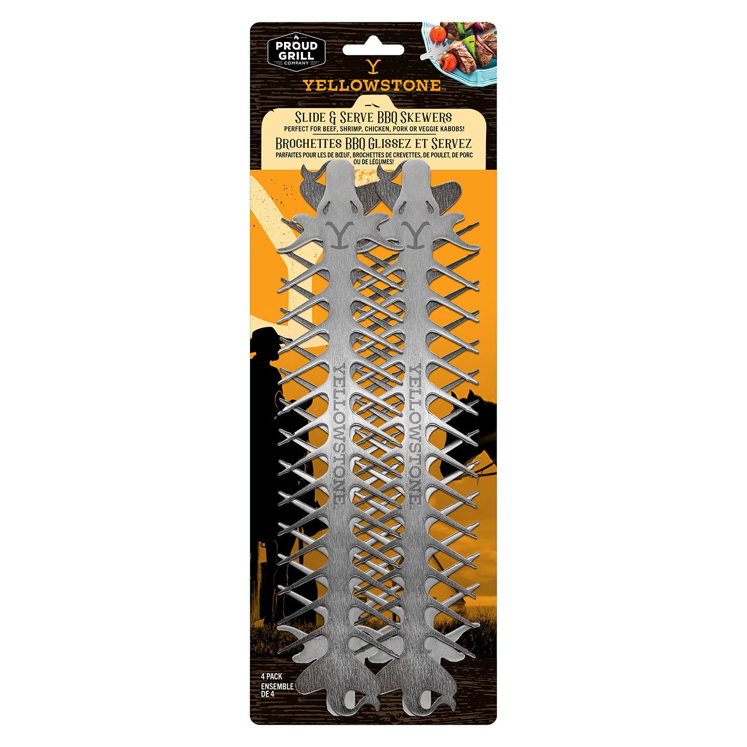 Amazon.com: Y Yellowstone Slide & Serve BBQ Skewers - Set of 4 ...