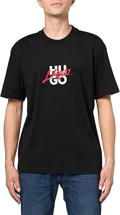 HUGO Men's Script Stack Logo Short Sleeve Tshirt | Amazon.com