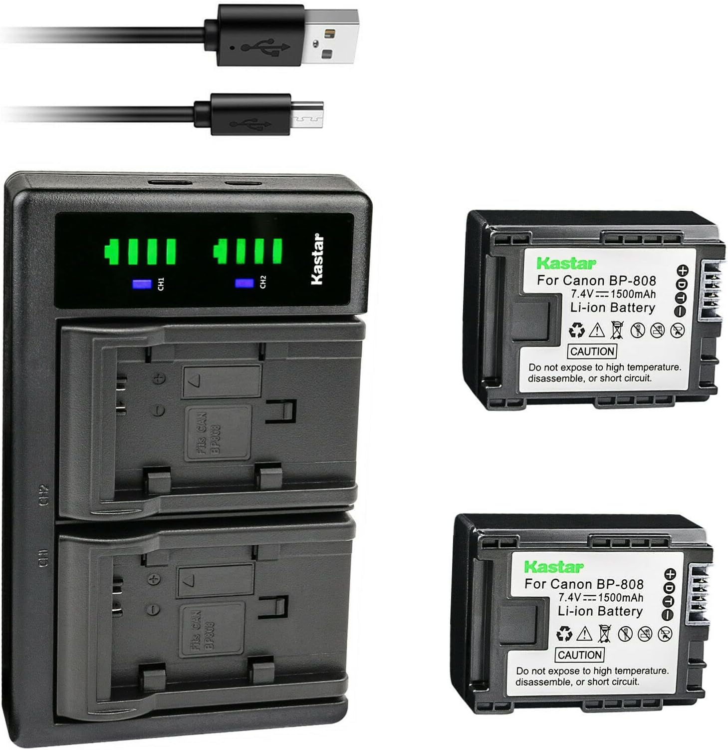 Amazon.com: Kastar 2-Pack BP-808 Battery and LTD2 USB Charger ...