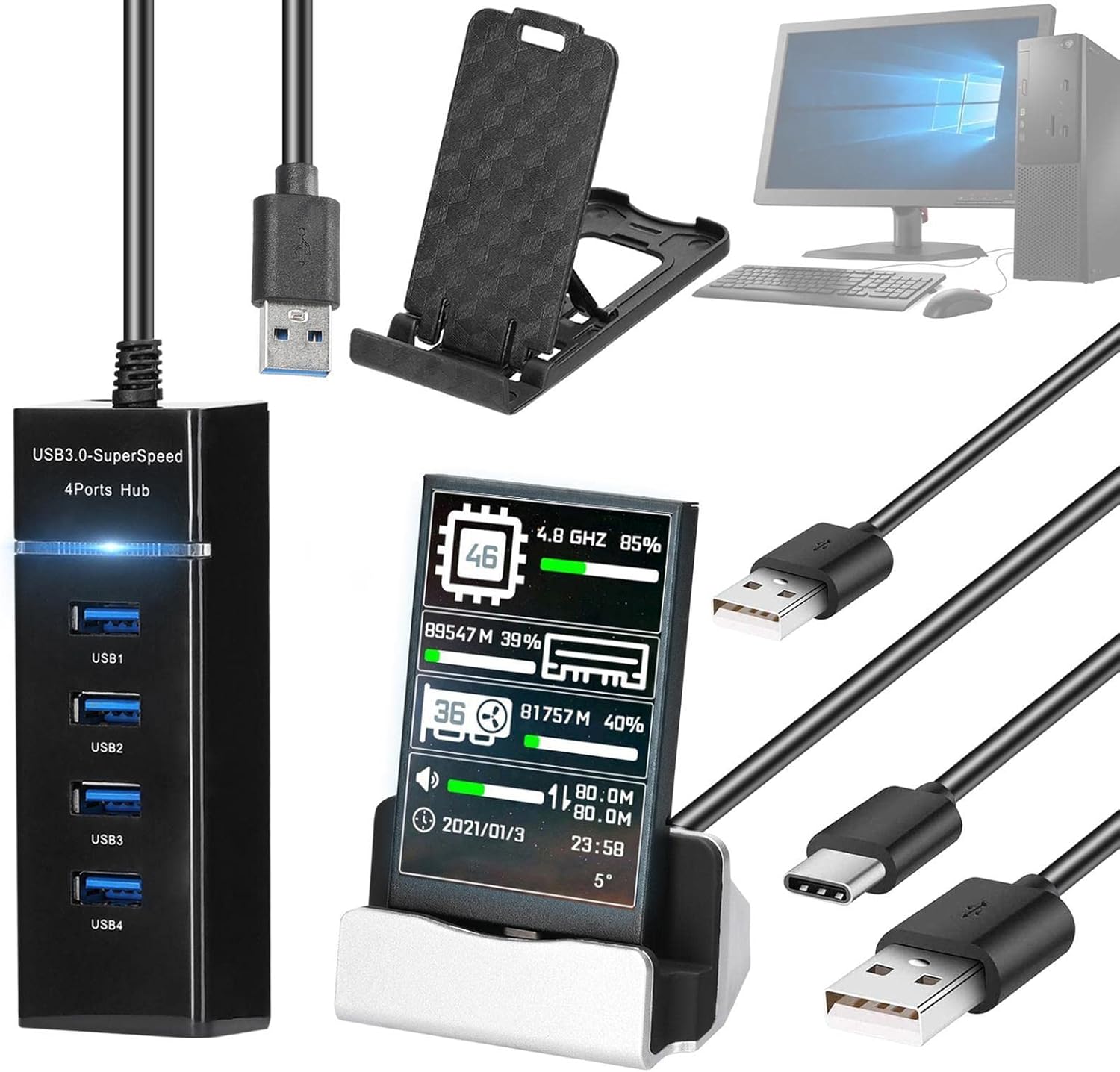 Type C Secondary Screen | Portable 3.5 in Computer Monitor Kit - IPS ...