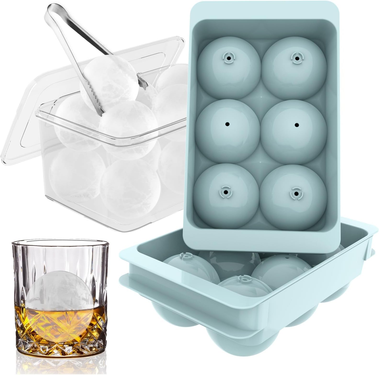 Amazon.com: Ice Cube Molds, 6 Diamond Ice Ball Maker, Easy Release ...