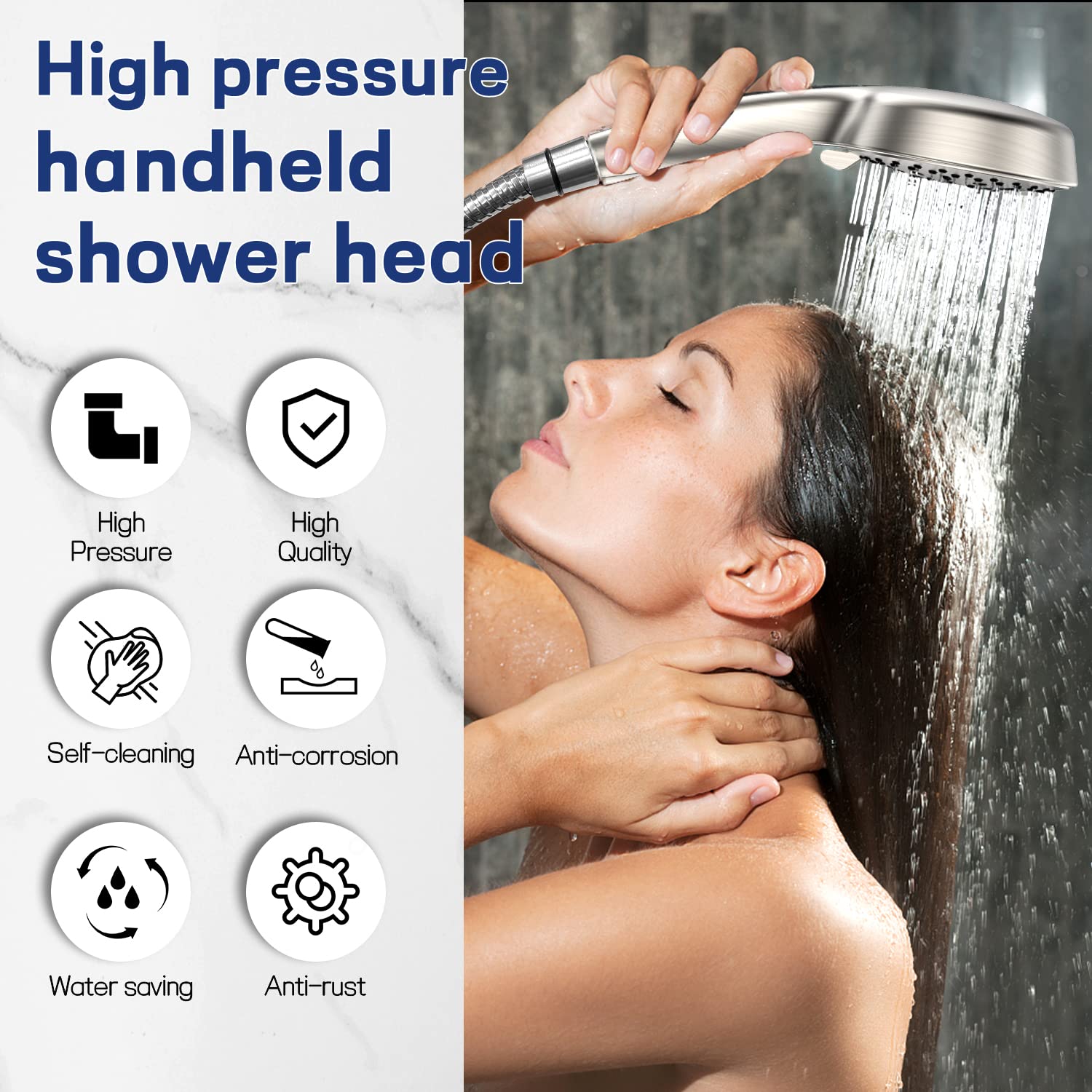 Snapklik.com : High Pressure Handheld Shower Head 11 Spray Settings, 4. ...