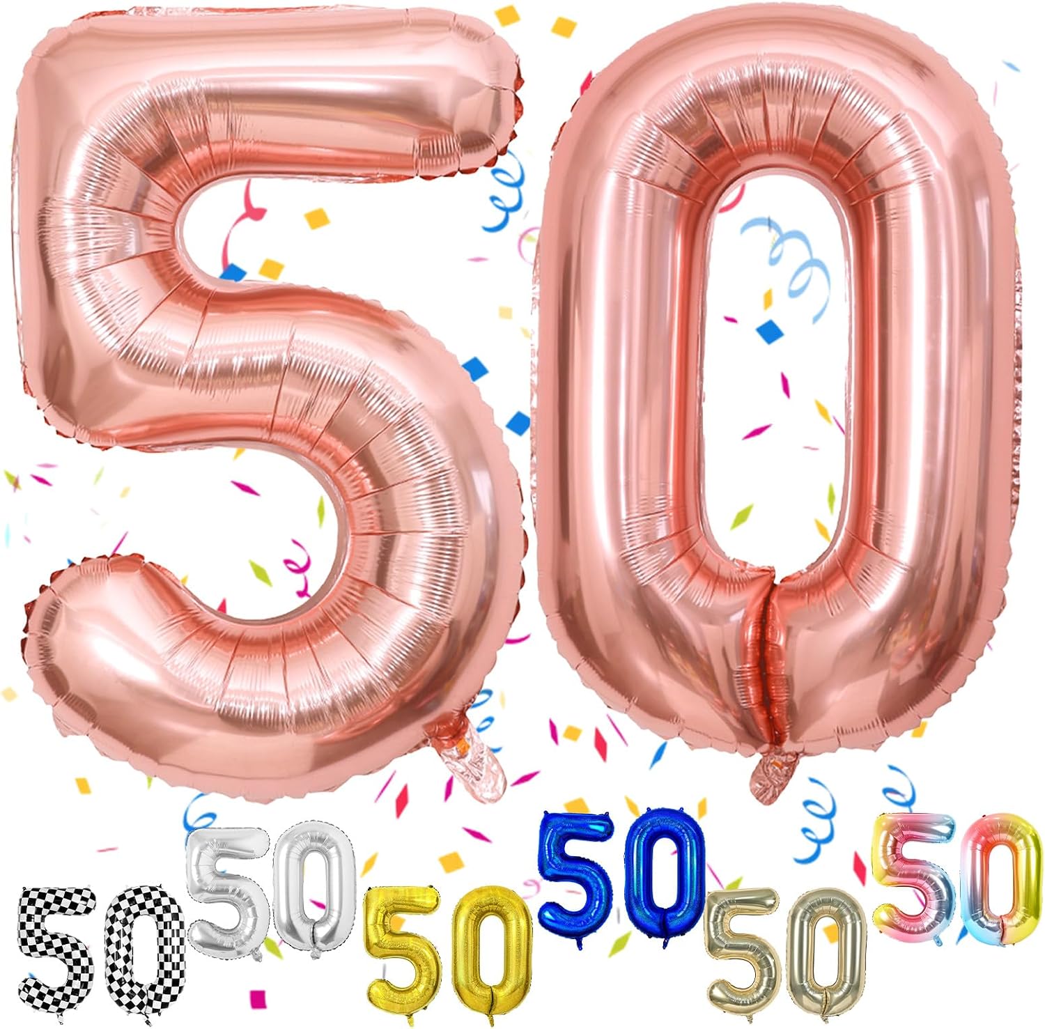 Amazon.com: Rose Gold Number 50 Balloons, 40inch Self Inflating Foil ...