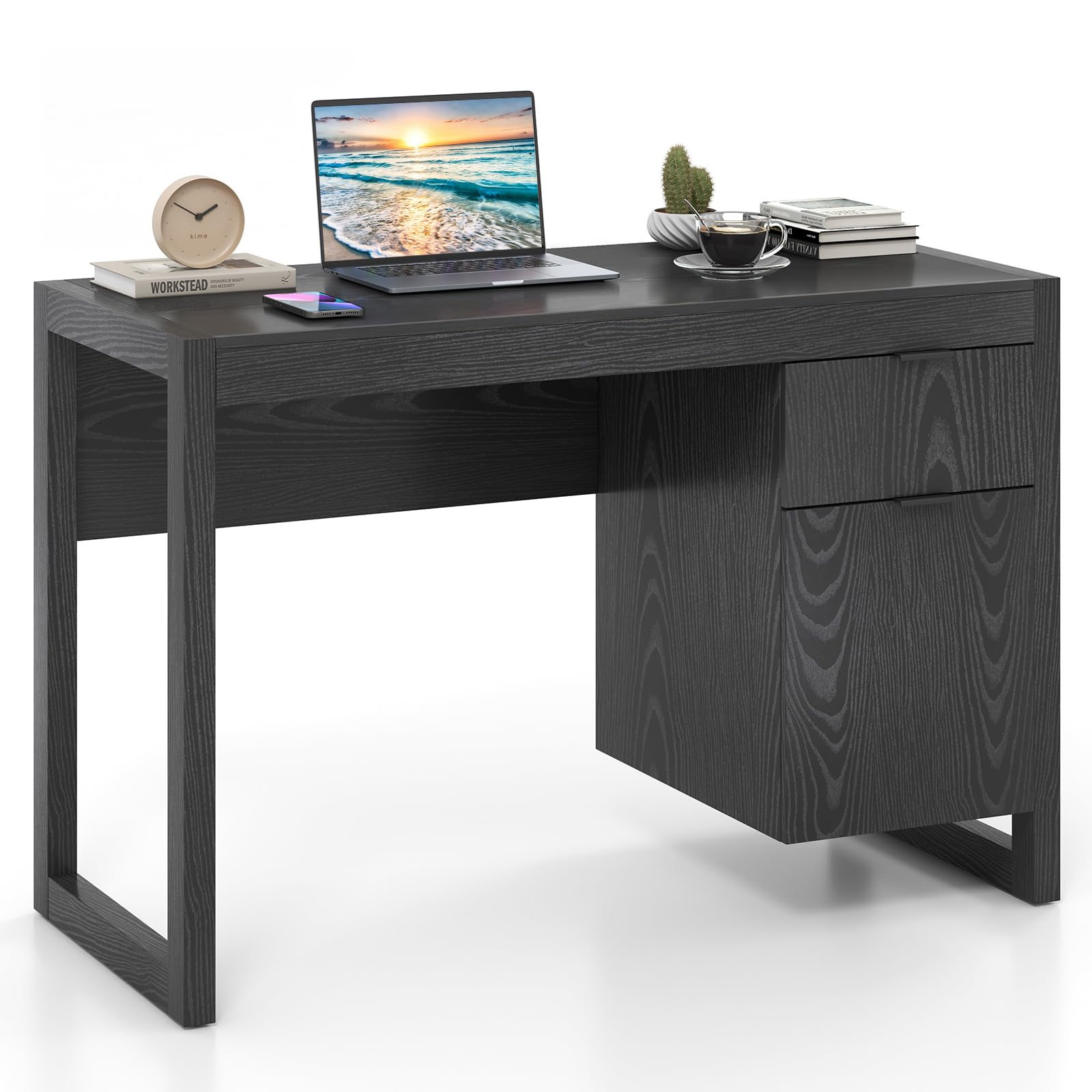 Amazon.com: Giantex Computer Desk with Drawer & Storage Cabinet, Wooden ...