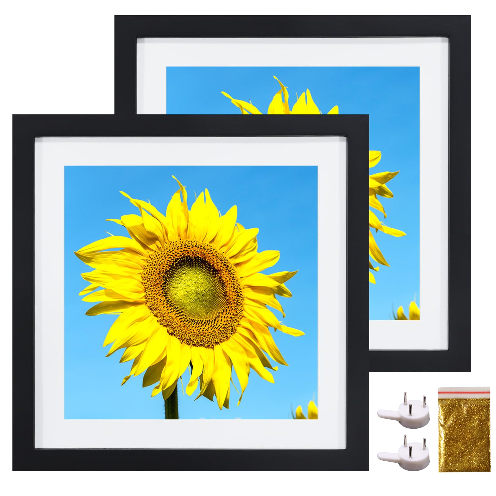 Amazon.com - 2 Pack 12x12 Picture Frame Mat to 10x10 Solid Wood Diamond ...