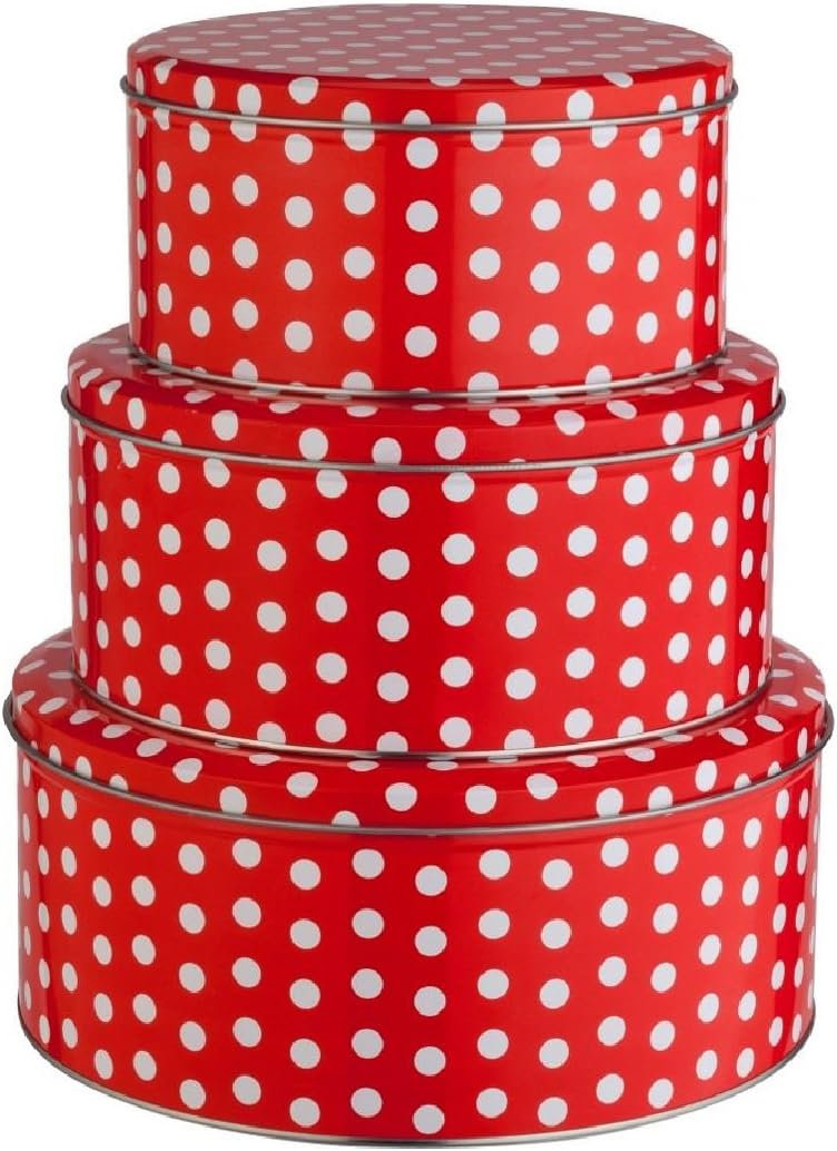 Amazon.com: Set Of 3 - Premium Quality Polka Dot Cake/Biscuits Storage ...