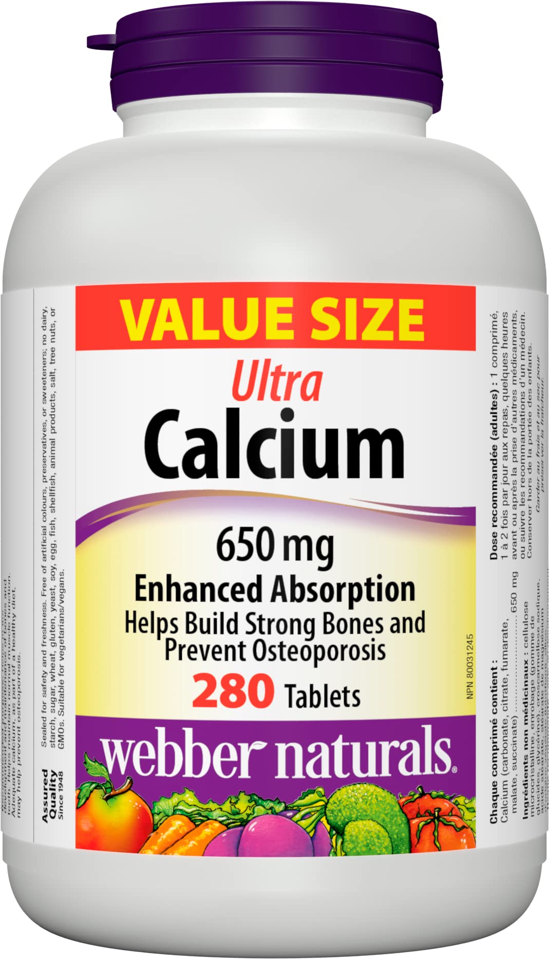 Webber Naturals Calcium Ultra, Enhanced Absorption, 280 Tablets, Helps ...