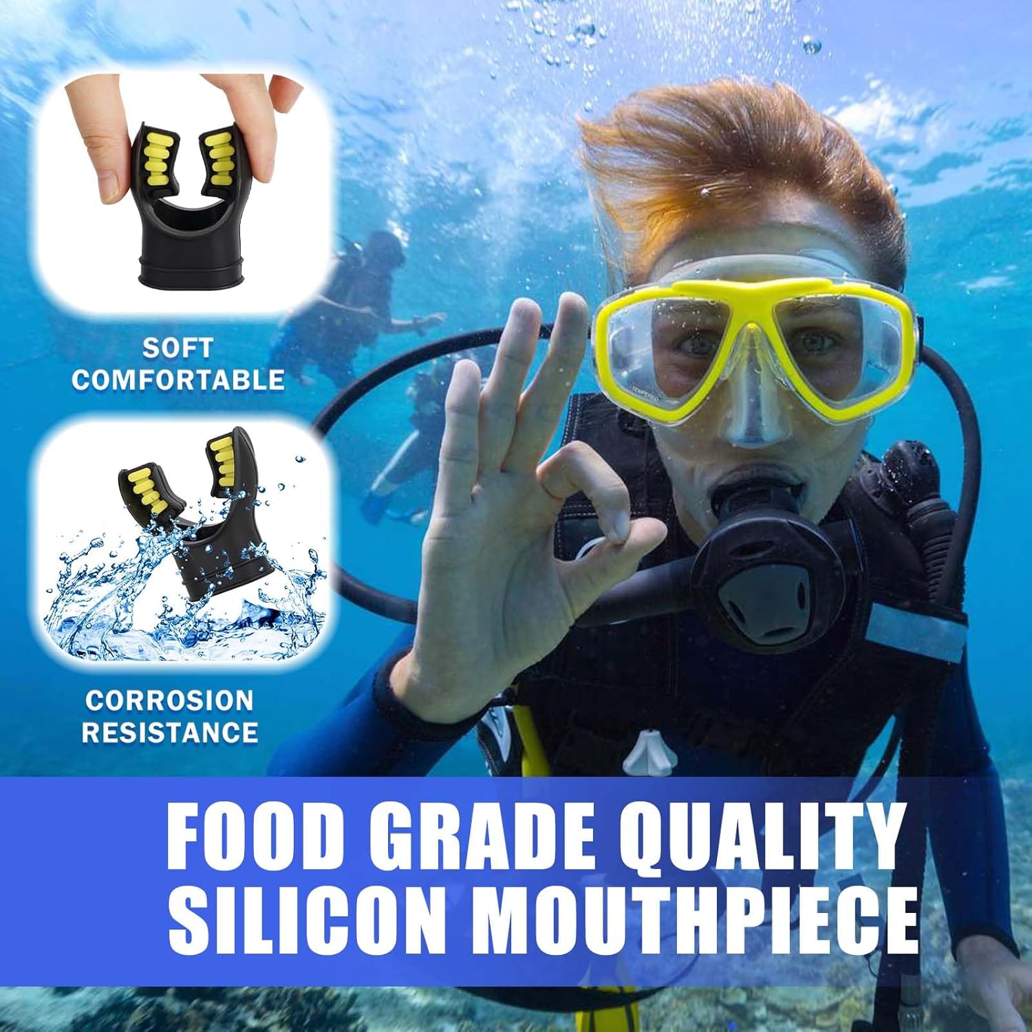 Boquilla de buceo, boquilla de silicona para esnórquel de repuesto con lazo regulador, se adapta ...