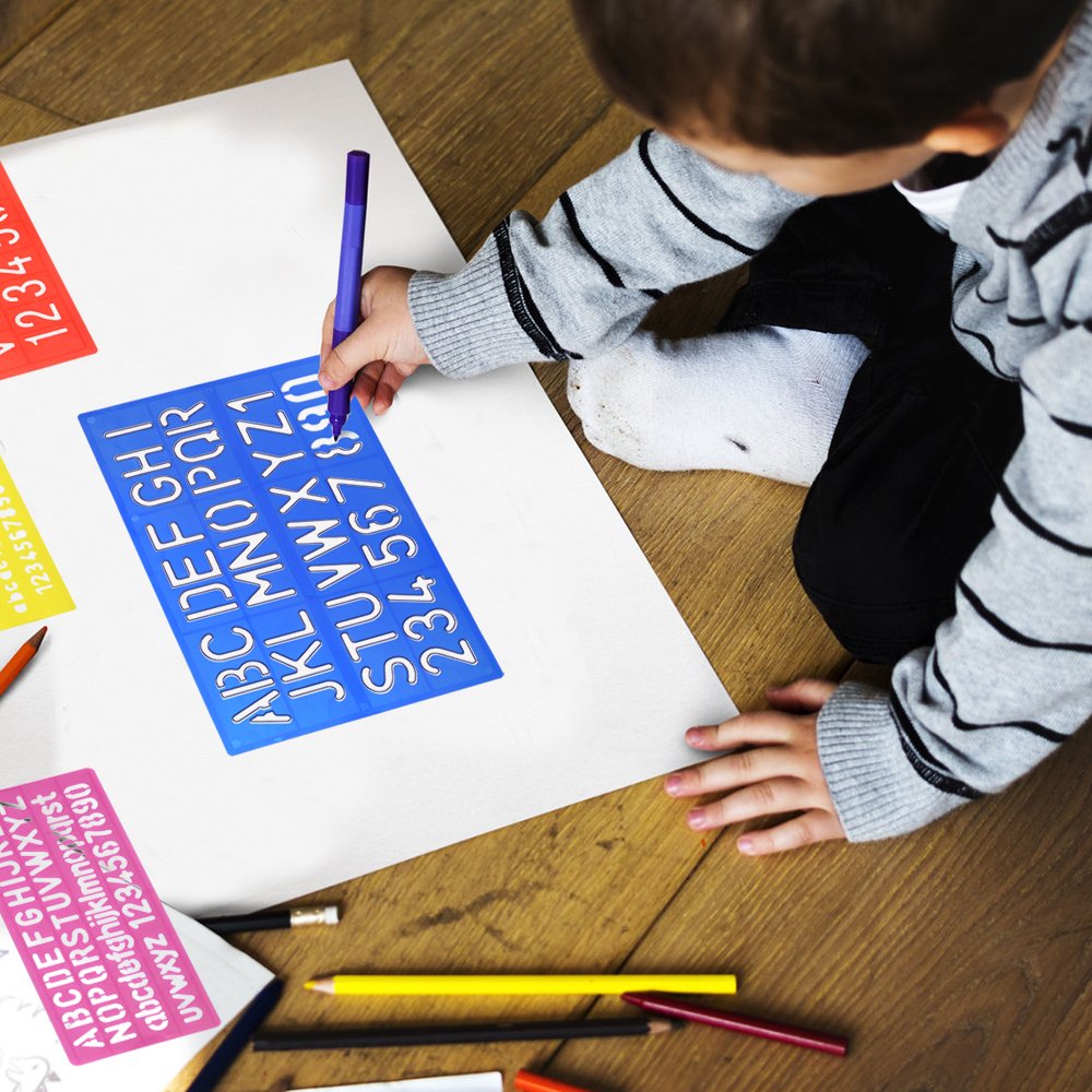 Pllieay 4 Pieces Letter Stencil Alphabet Stencils Number Craft Ruler ...