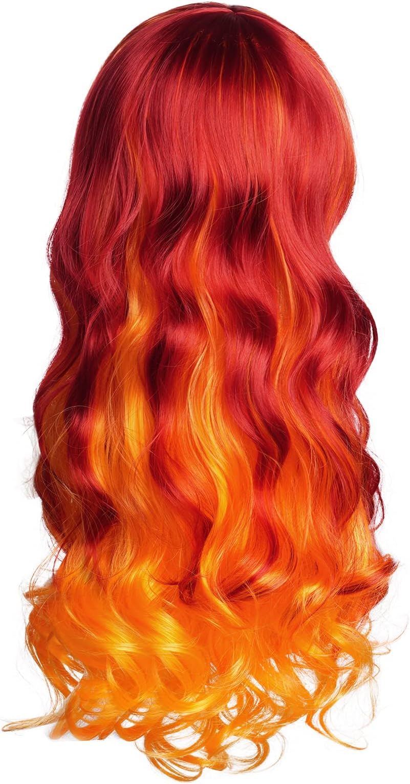 Amazon.com: Topcosplay Womens Wigs Long Wave Devil Fire Wig Ombre ...