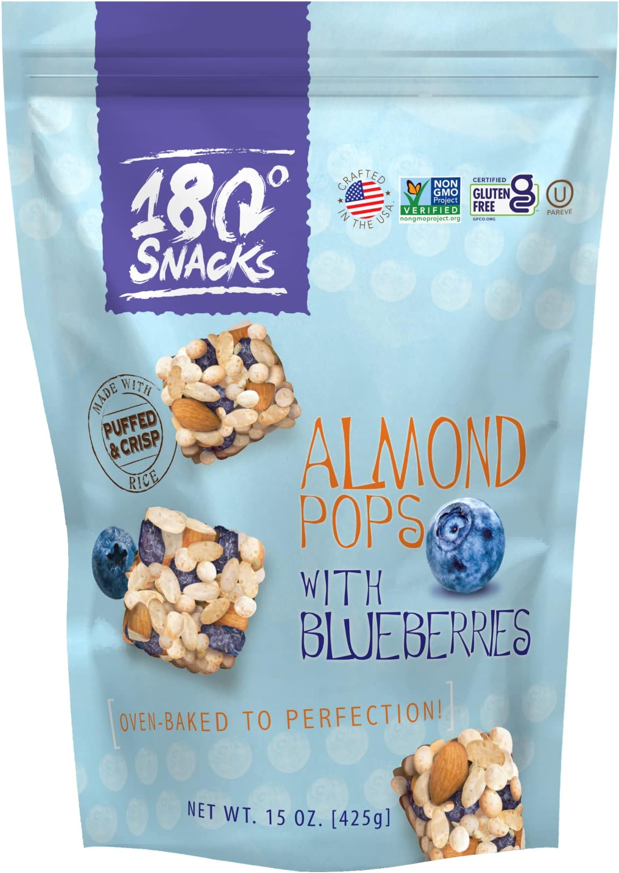 Amazon.com : 180 Snacks Almond Rice Pops with Blueberries - Tasty, Bite ...