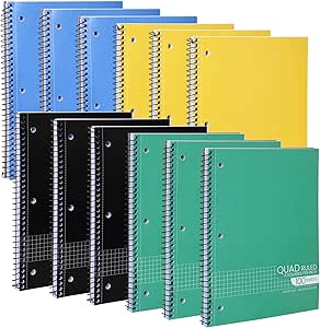 Amazon.com : Graph Paper Spiral Notebook - Graph Paper Notebook, Quad ...