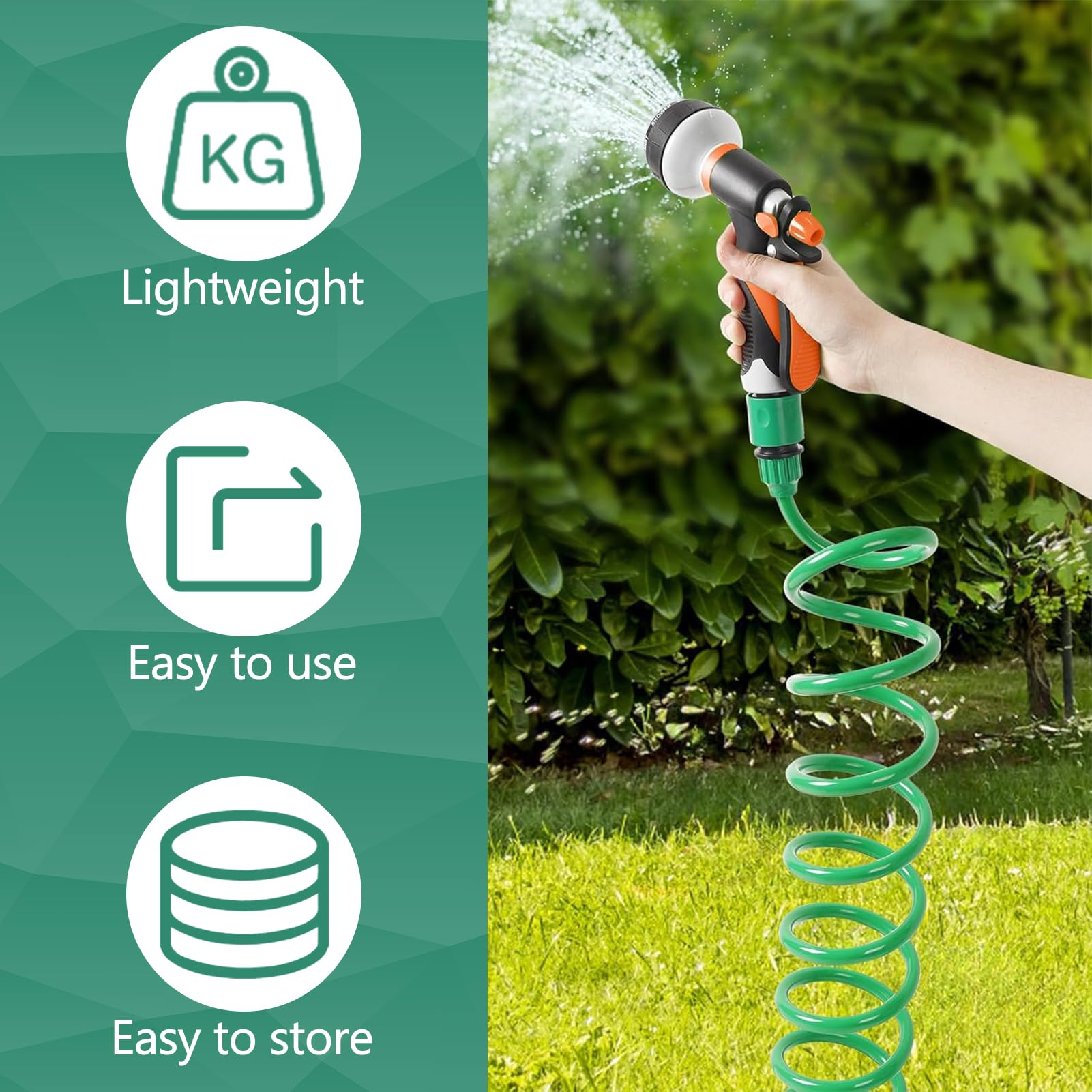 Retractable Coil Hose, 7.5m Coil Garden Hose Automatic Shrinkage Coiled ...