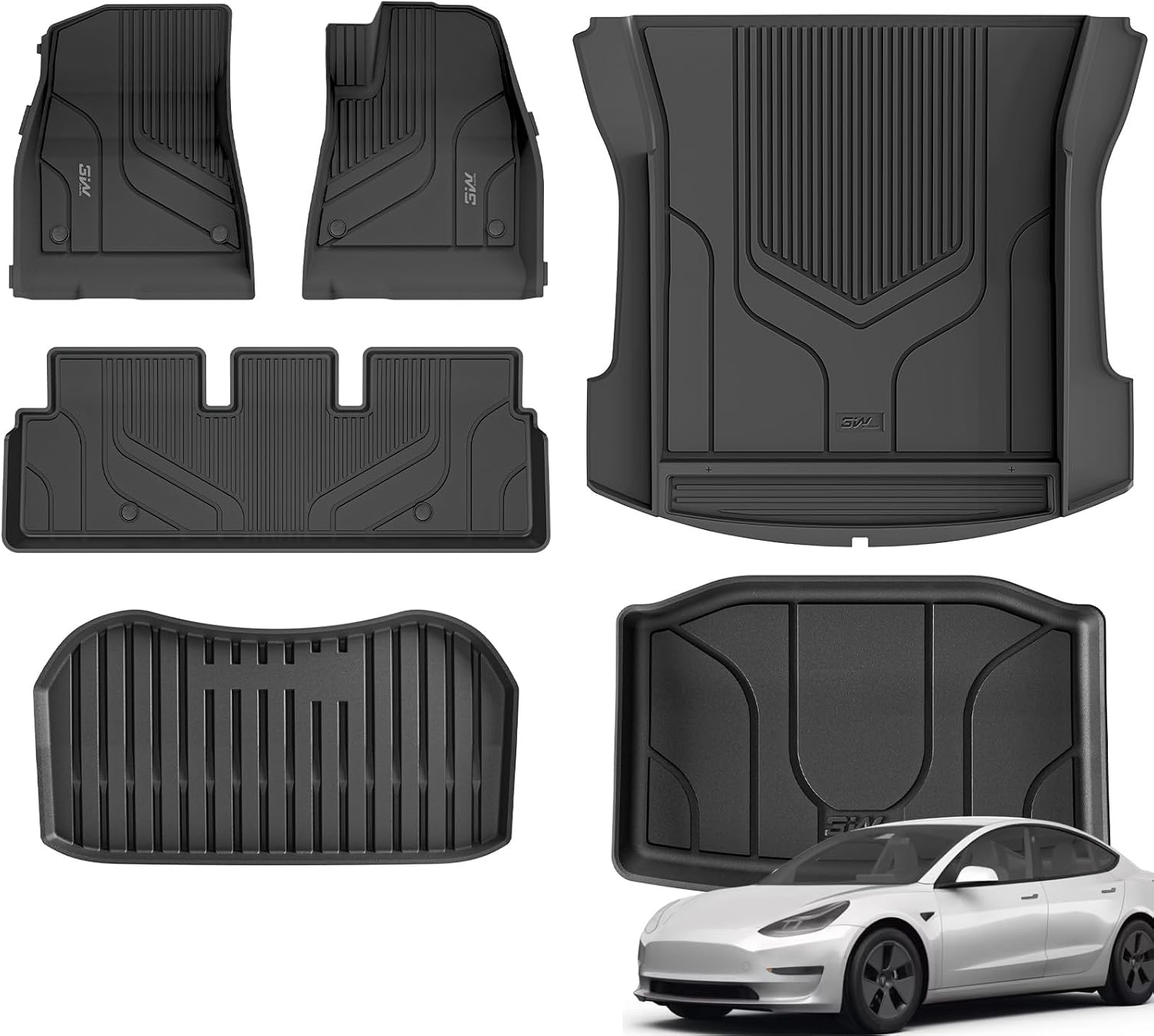 3W Floor Mats & Boot Liner Fit for Tesla Model 3 2021 2022 2023 ...