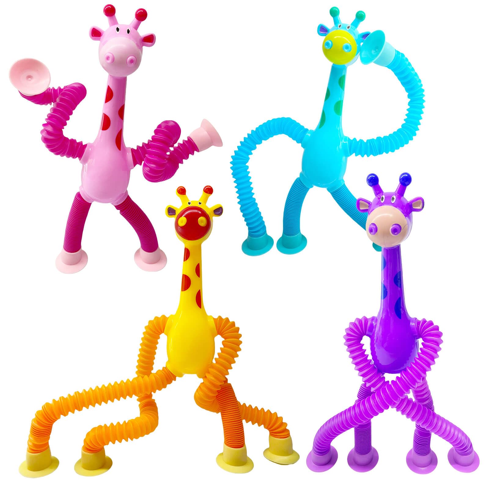YAHAZORR Pop Tubes Giraffe Toy, 4 Pieces Colourful Shape-Changing ...