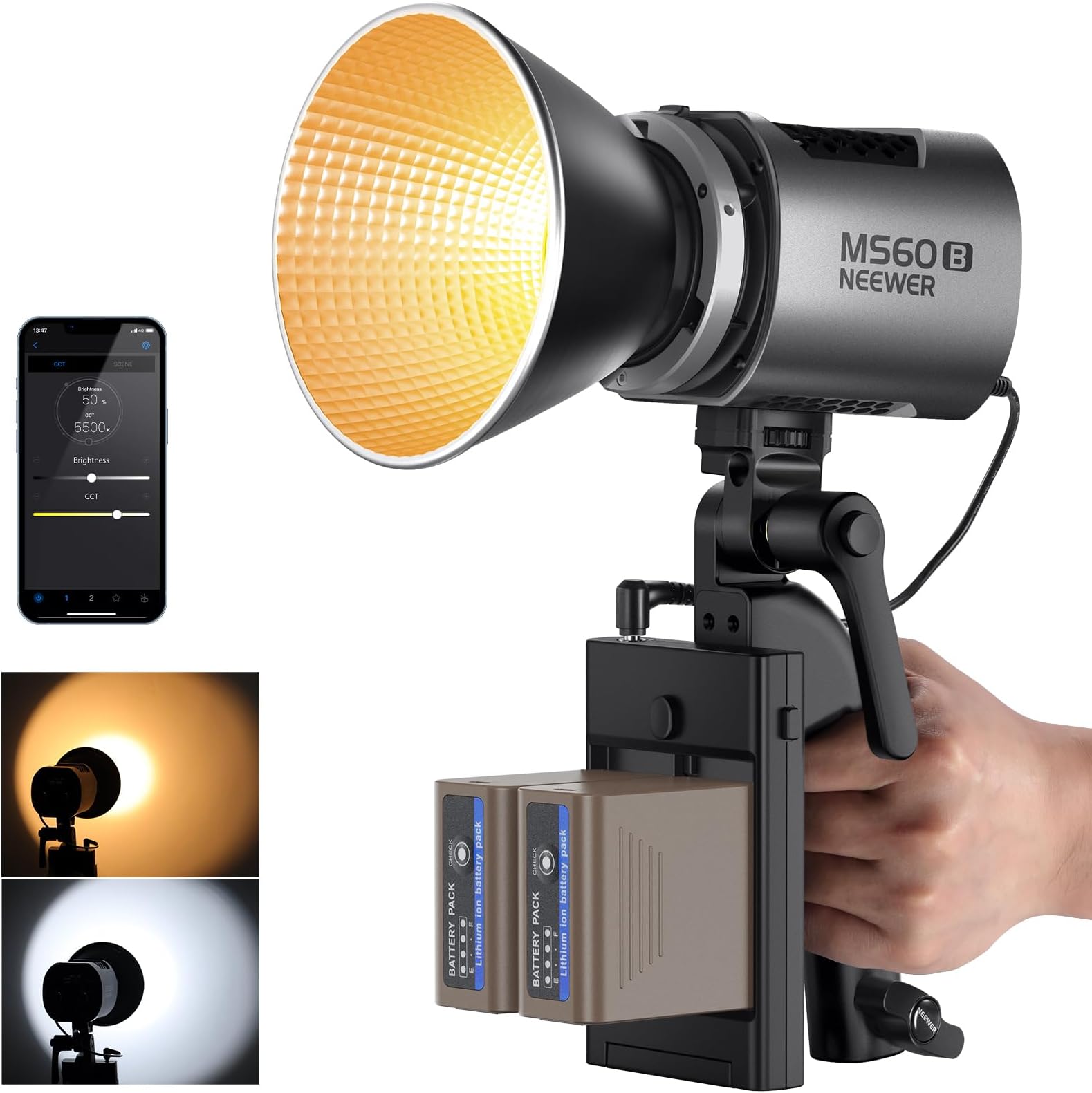 Amazon.com : NEEWER 80W LED Video Light with 72Wh Battery/100W PD Fast ...