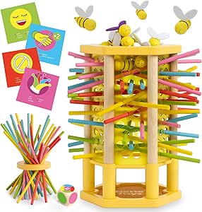 Amazon.com: Nene Toys BeeFall, 4-in-1 Wooden Honey Bee Toy for Kids ...