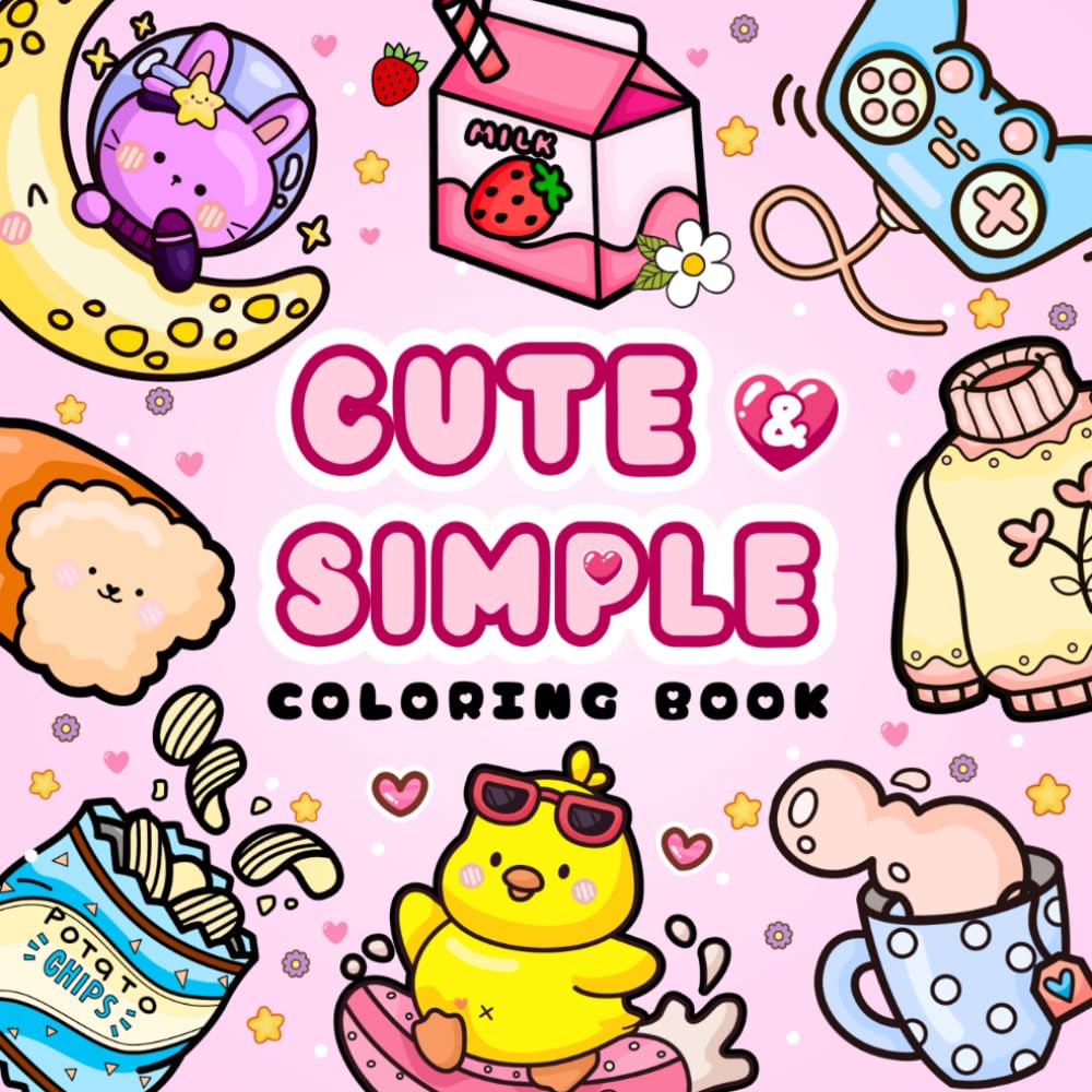 Cute & Simple Coloring Book: Large Print Coloring Book for Adults and ...