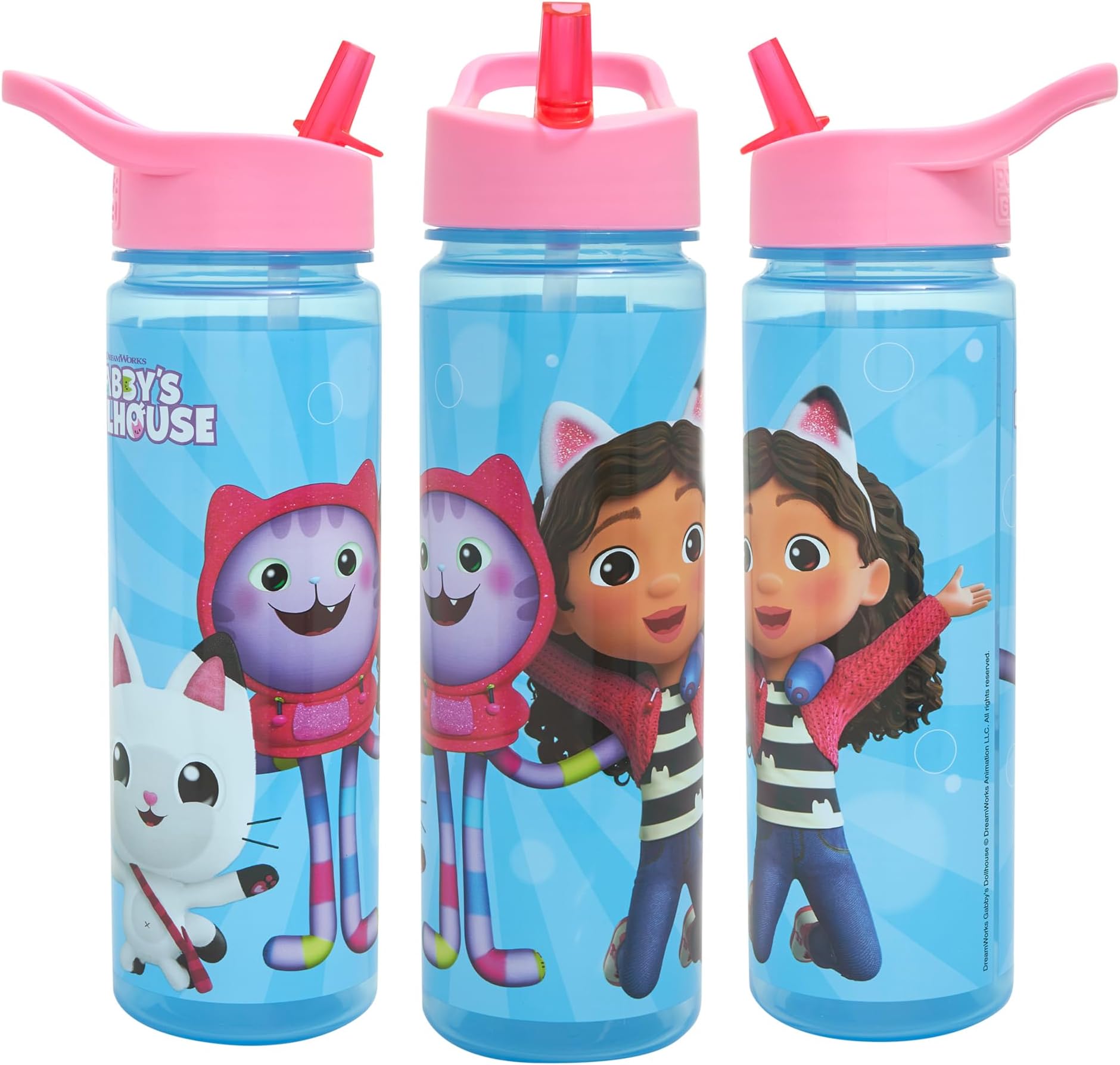 Gabby's Dollhouse KIds Water Bottles With Flip Up Straw 600ml ...