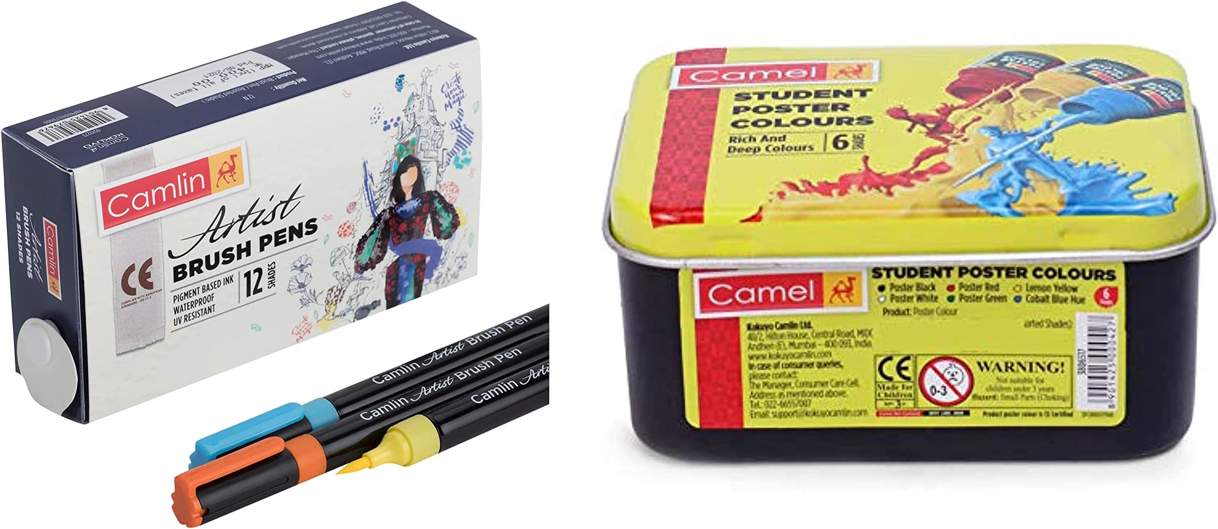 Camel Camlin Artist Brush Pen Set - Pack of 12 (White) 3806517 Student ...