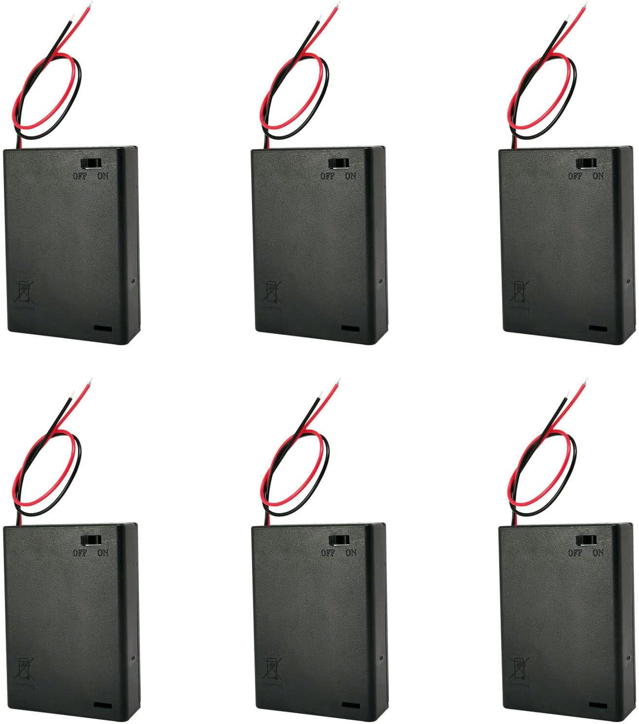 Amazon.com: 3 AA Battery Holder, 3 AA Battery Box, 6 Pcs 3AA Battery ...