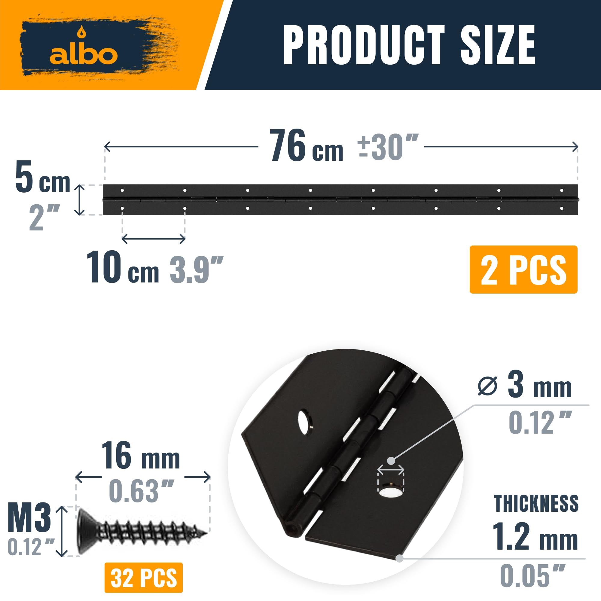 Snapklik.com : ALBO 30 Inch Black Heavy Duty Piano Hinge Continuous ...