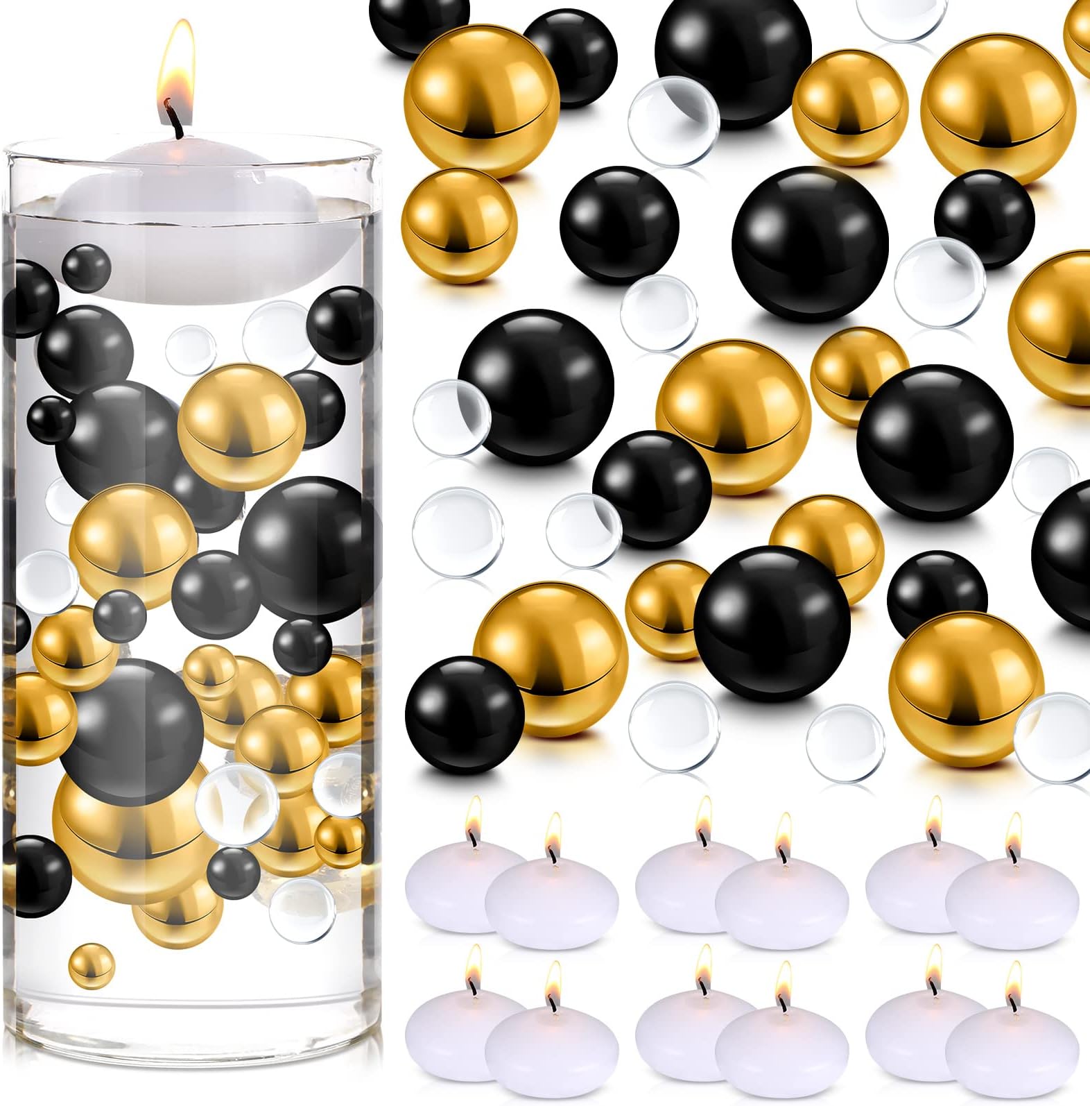 Amazon.com: 50 Pcs Pearl String for Floating Candles Centerpiece, Black ...