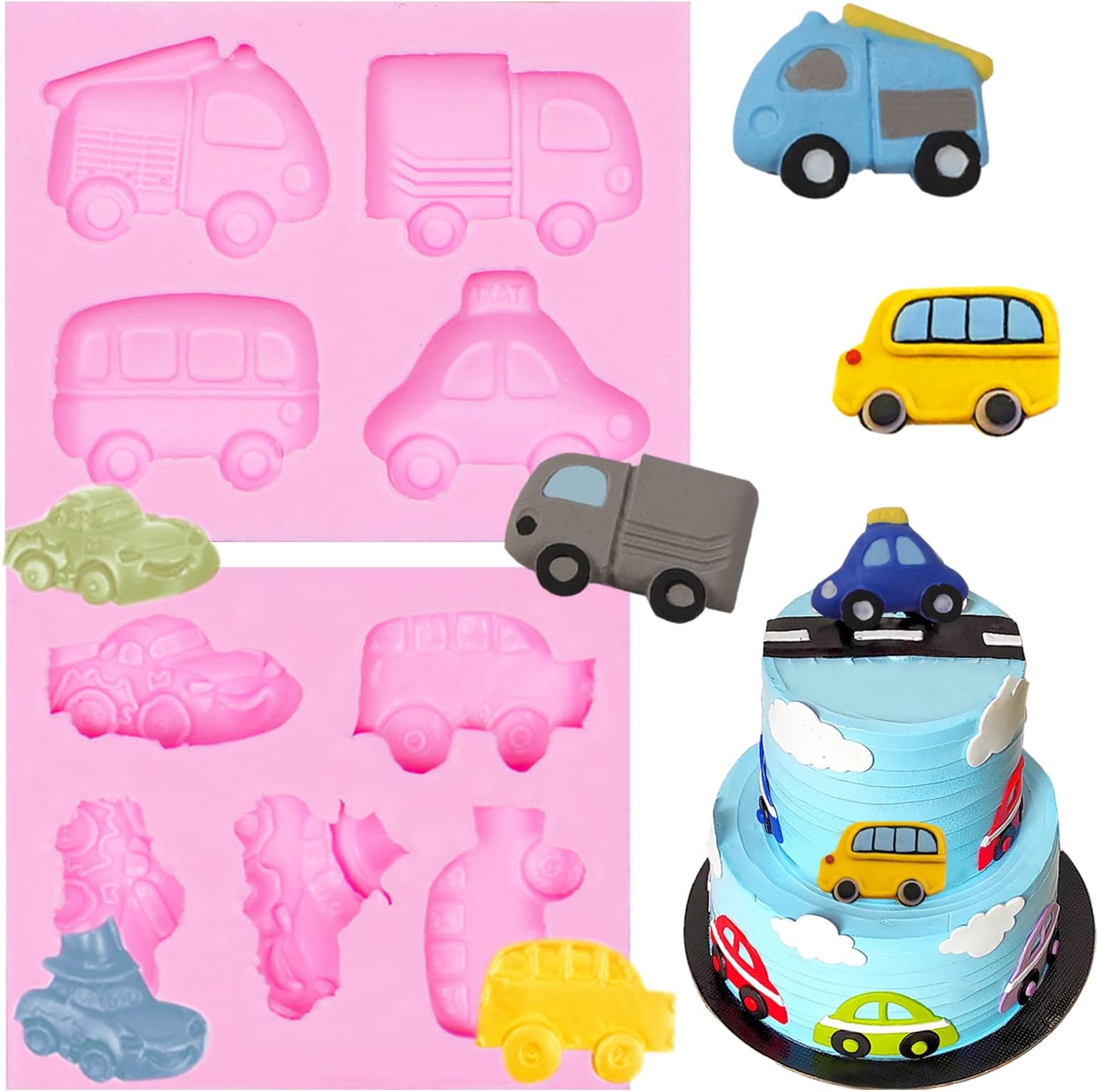 Amazon.com: Silicone Chocolate Molds Car Cars Candy Molds for Jello ...