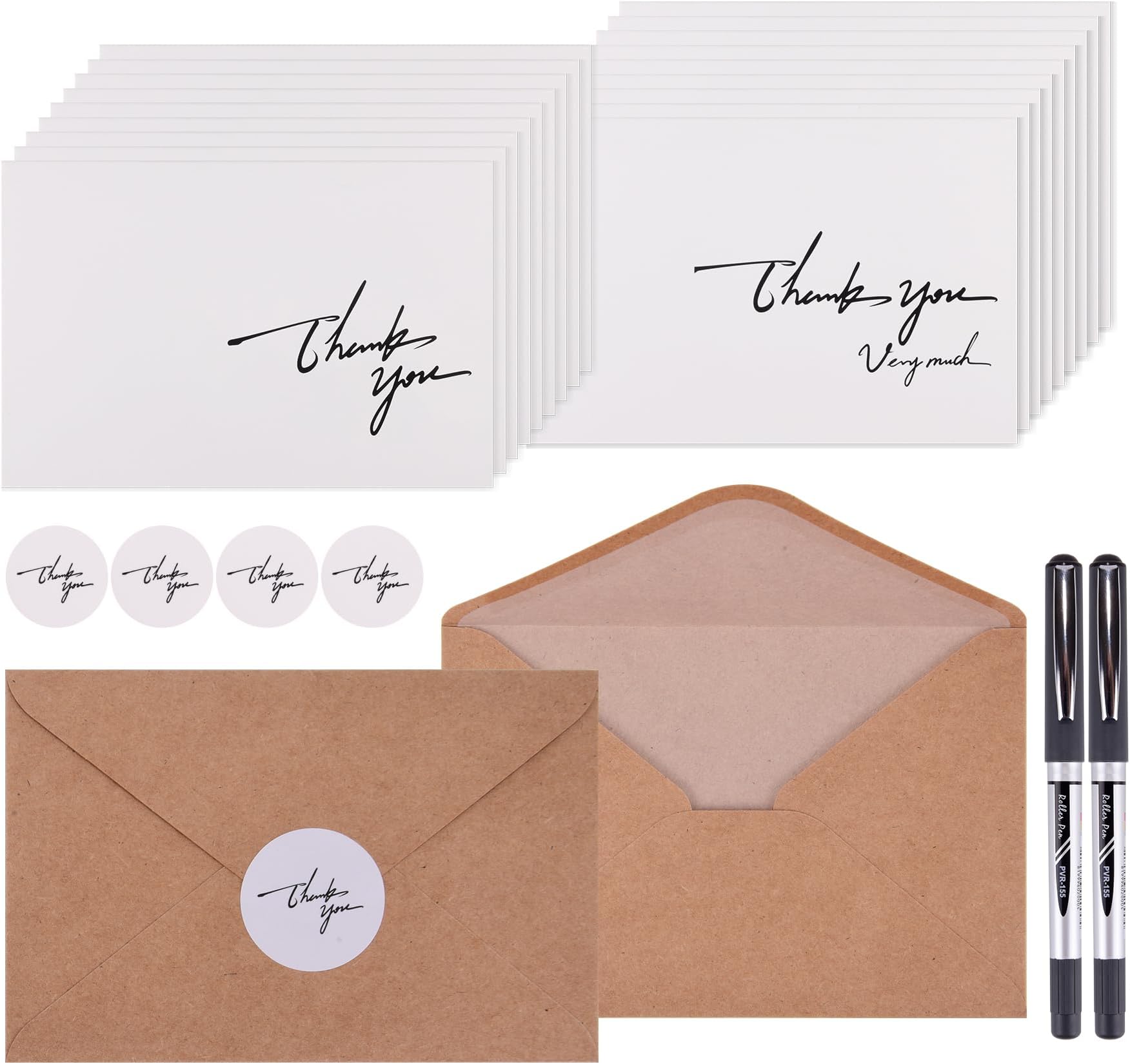 100 Pack 4x6 Thank You Cards with Envelopes and Stickers - Perfect for ...