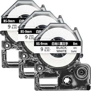 Amazon | テプラ テープ 9mm 白 互換品 キングジム テプラPRO SS9K テープカートリッジ 白ラベル 黒文字 | テープ | 文房具・オフィス用品